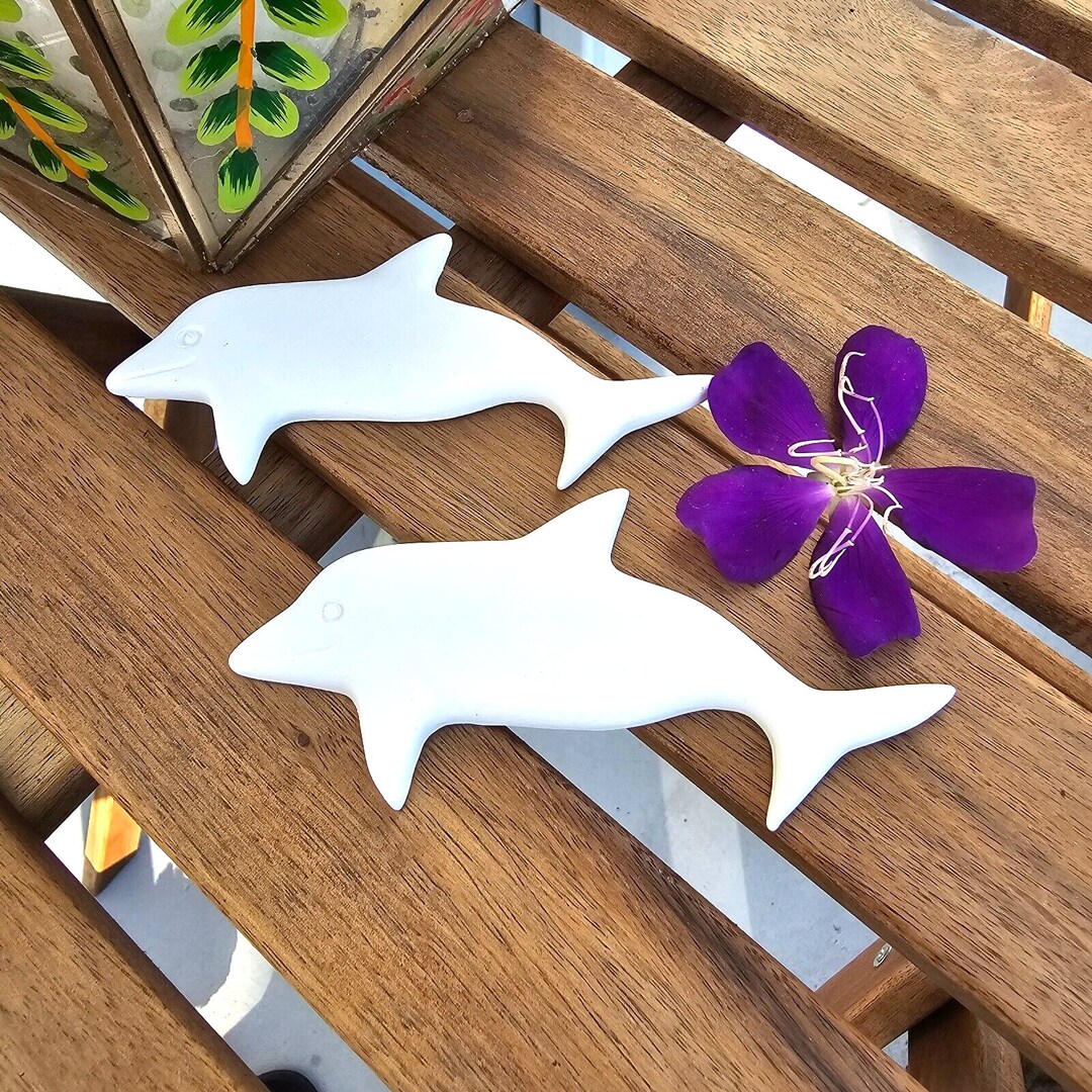 Set of 2 Dolphin Tiles 4.5 IN STOCK Ceramic Bisque Ready to Paint ...