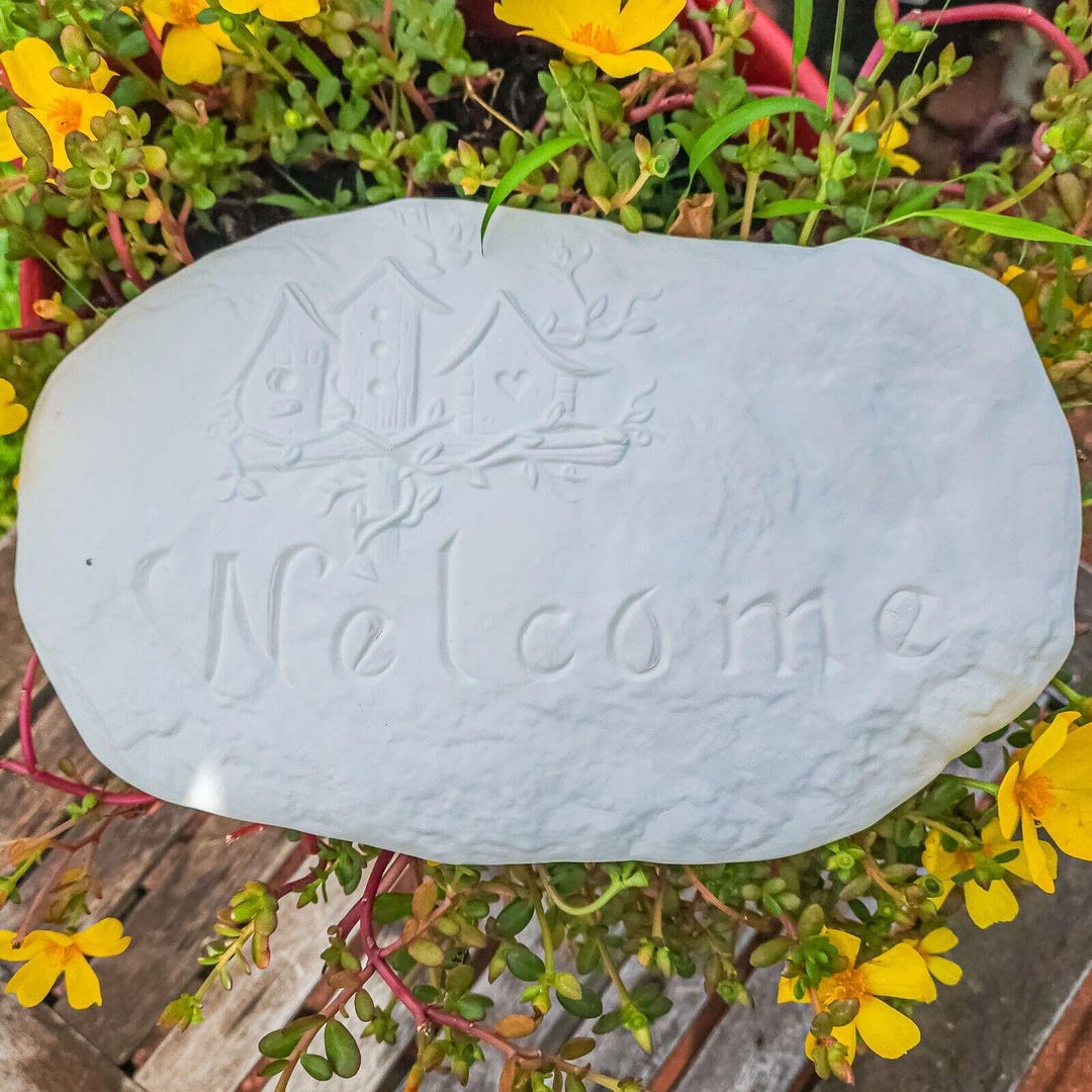 Welcome Garden Stone 9" IN STOCK Ceramic Bisque Ready to Paint Pottery+ ...