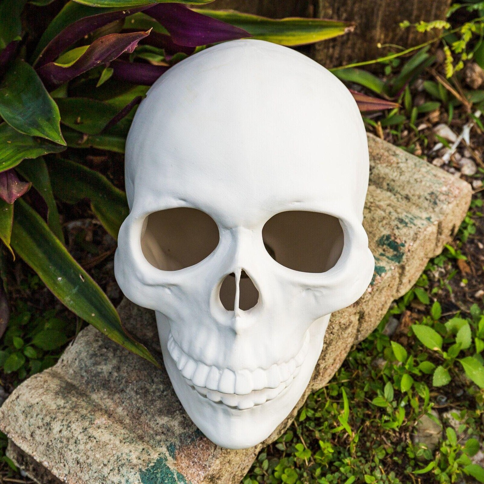 Halloween Giant Garden Skull 11" STOCK Ceramic Bisque Ready to Paint ...