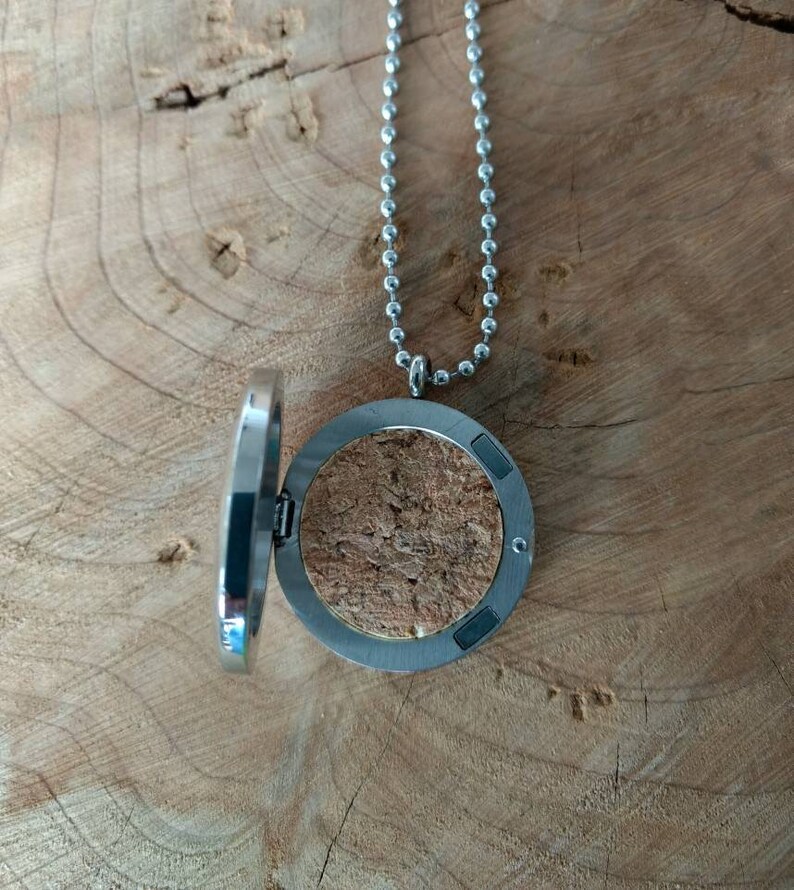 Stainless Steel Diffuser Locket Necklace Cork Aromatherapy Essential ...