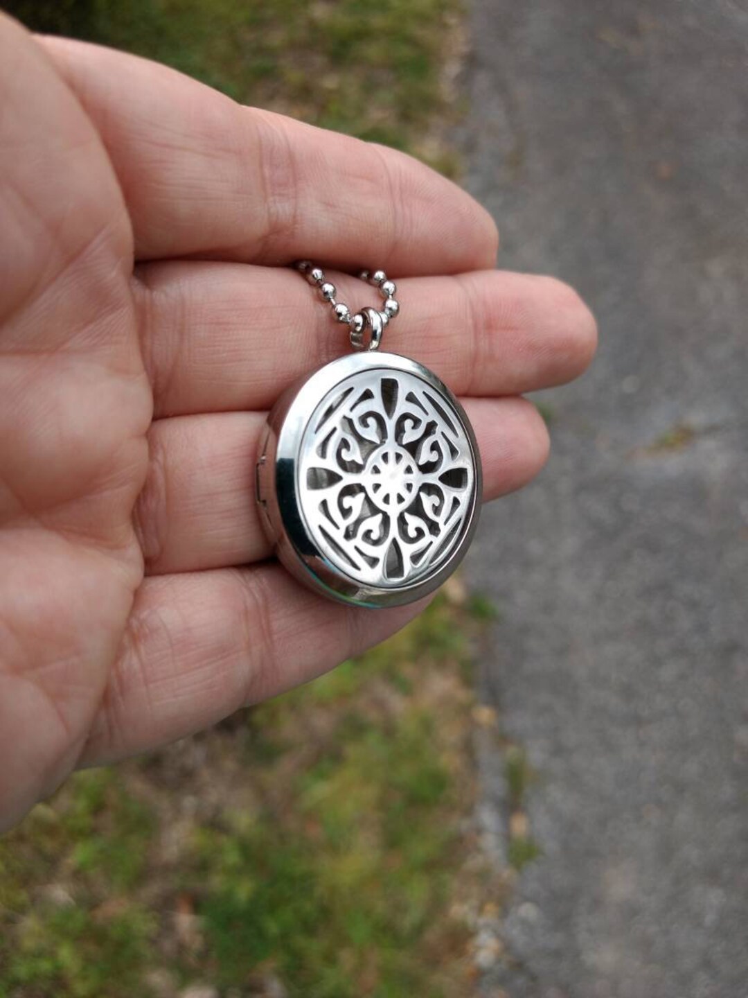 Stainless Steel Diffuser Locket Necklace Cork Aromatherapy Essential ...