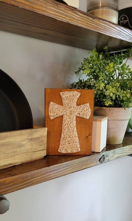 Diy Cross String Art Kit Lightstandalonemantel Decordesk Decorshelf Decor Etsy