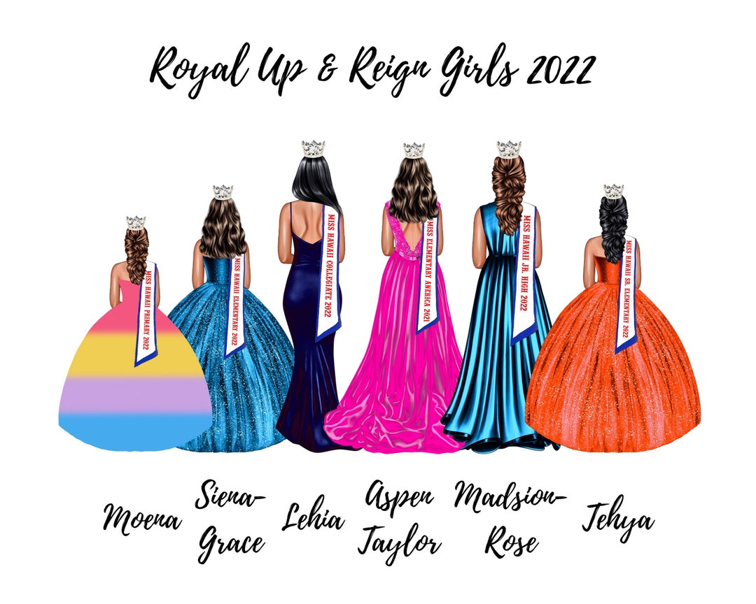 Pageant Group of 6 Digital Drawing W/ Sash - Etsy