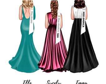 Pageant Group of 3 Digital Drawing - Etsy