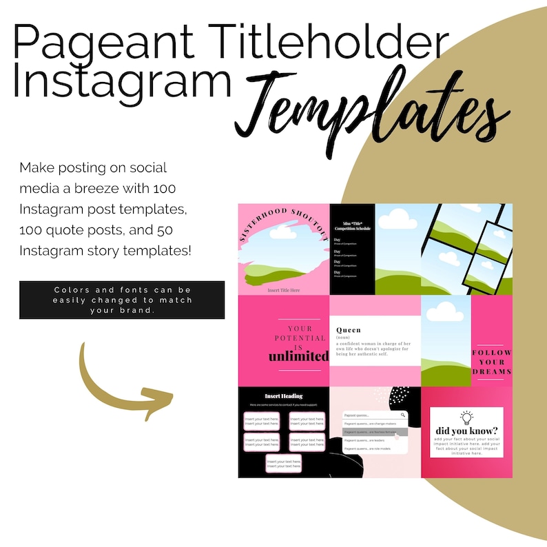 Pageant Titleholder Instagram Templates - Etsy