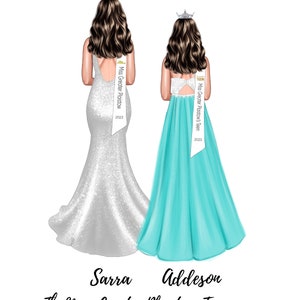 Pageant Group of 2 Digital Drawing W/ Sash - Etsy