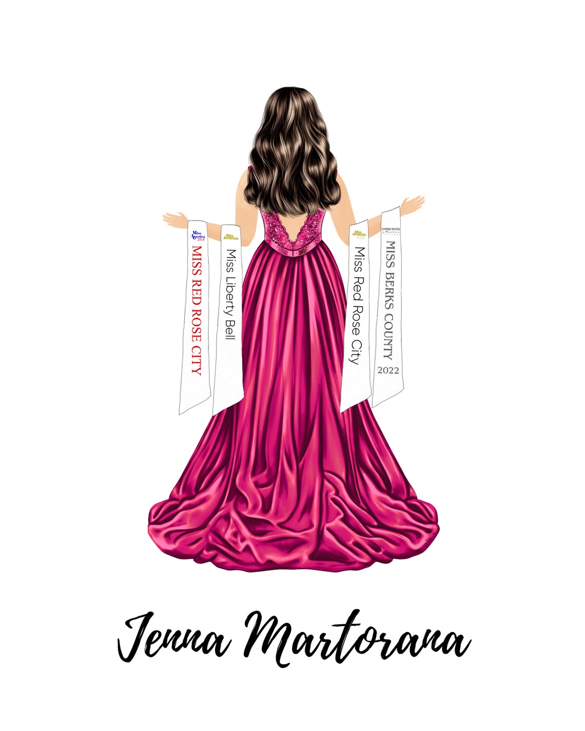 Pageant Digital Drawing W/ Multiple Sashes - Etsy