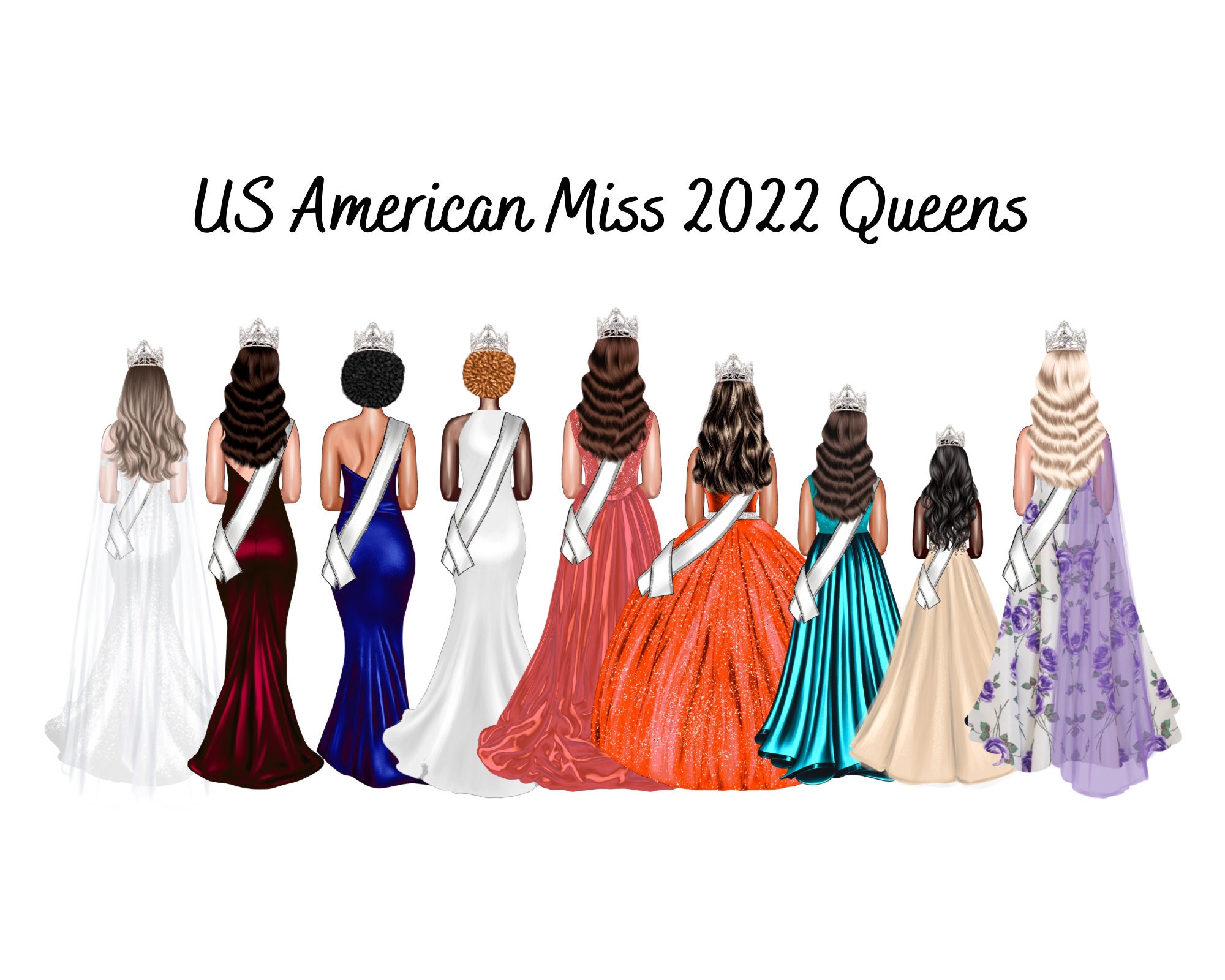 Pageant Group of 9 Digital Drawing - Etsy