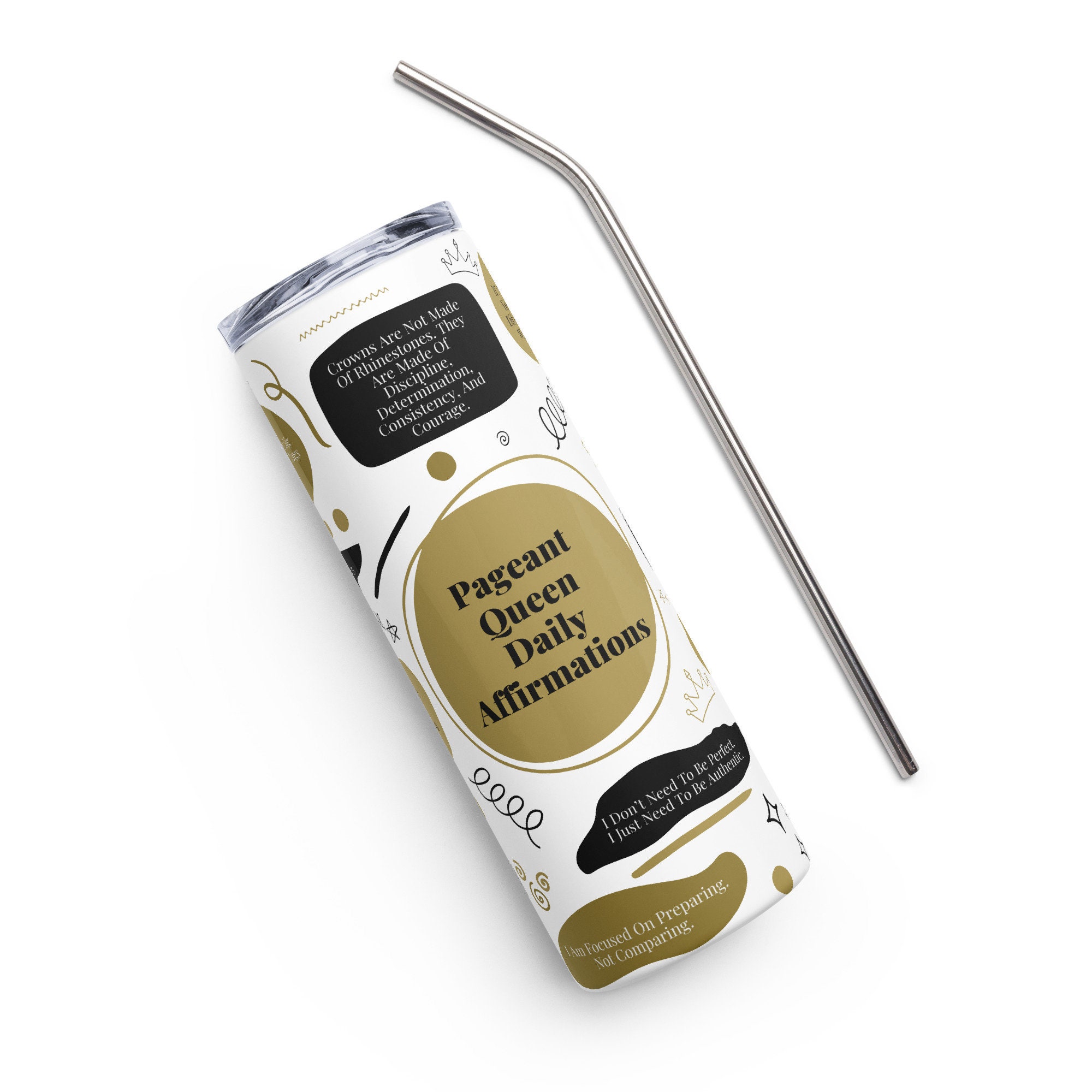 Pageant Queen Daily Affirmations Skinny Tumbler Black/gold - Etsy