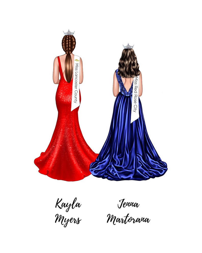 Pageant Group of 2 Digital Drawing W/ Sash - Etsy
