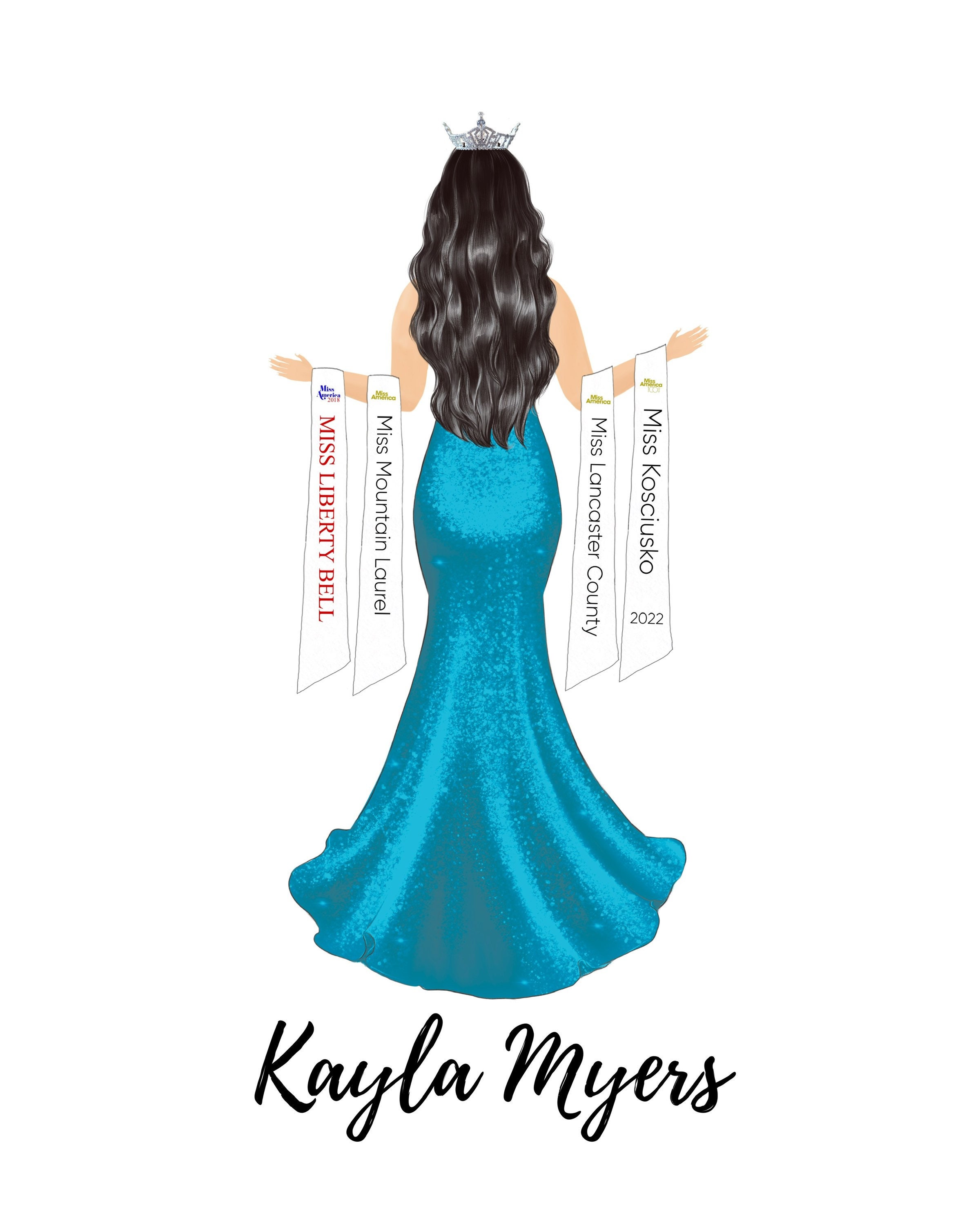 Pageant Digital Drawing W/ Multiple Sashes - Etsy