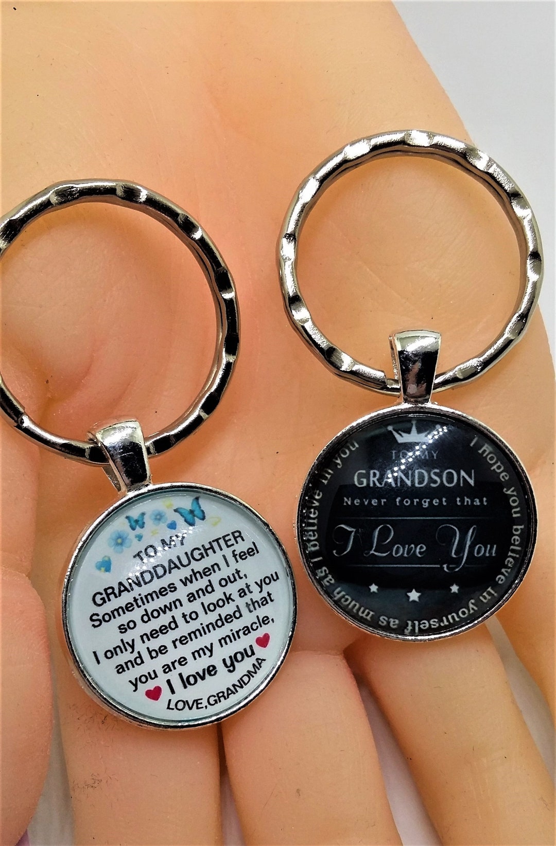 To My Grandson or Granddaughter Glass Key Chain - Etsy
