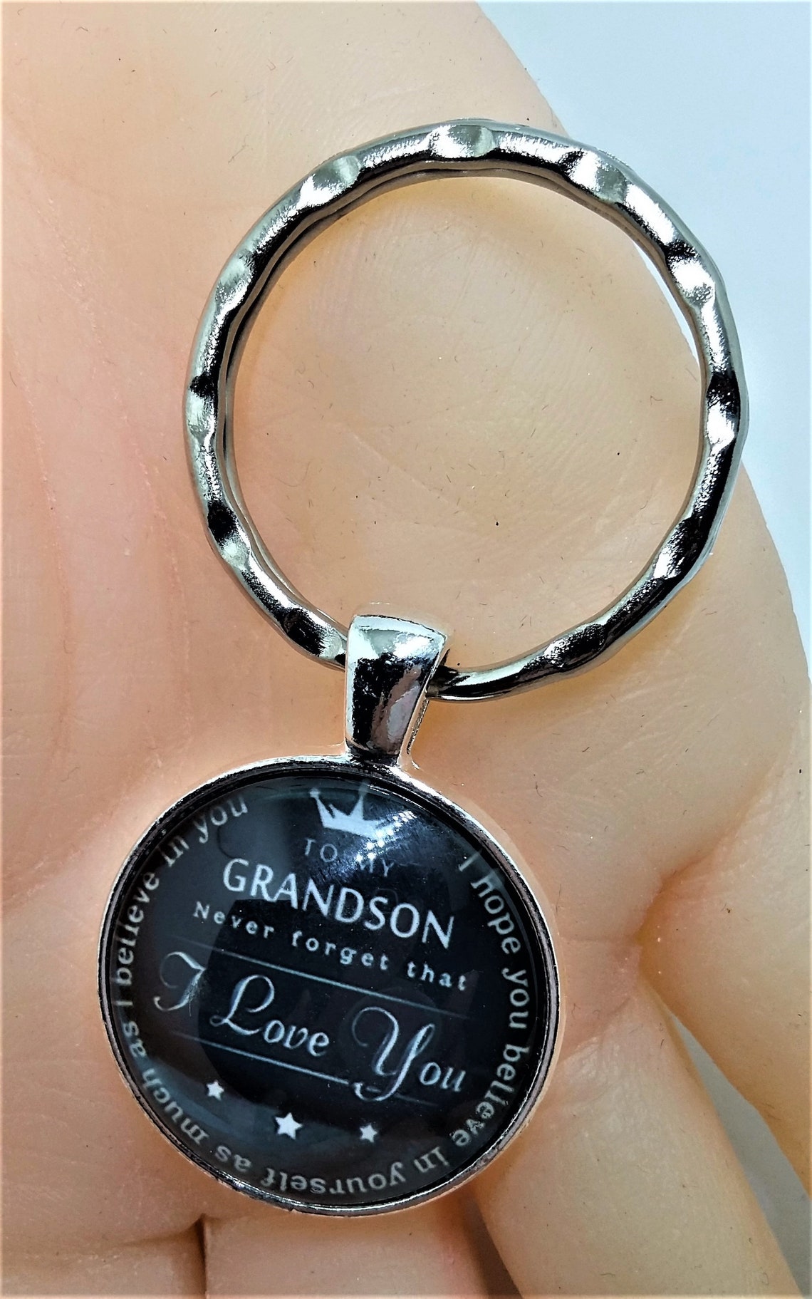 To My Grandson or Granddaughter Glass Key Chain - Etsy