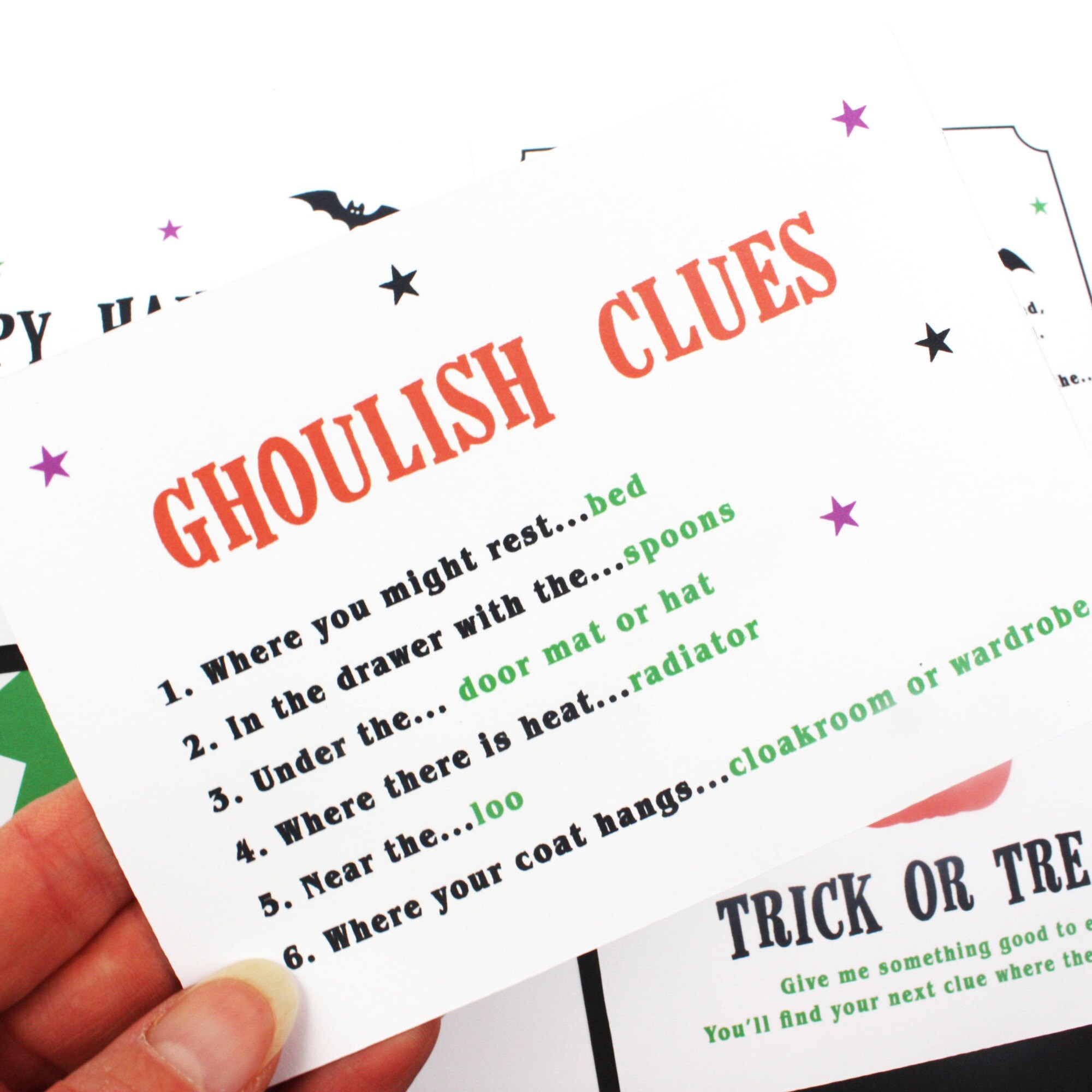 Halloween Treasure Hunt Clues Digital Download Printable | Etsy