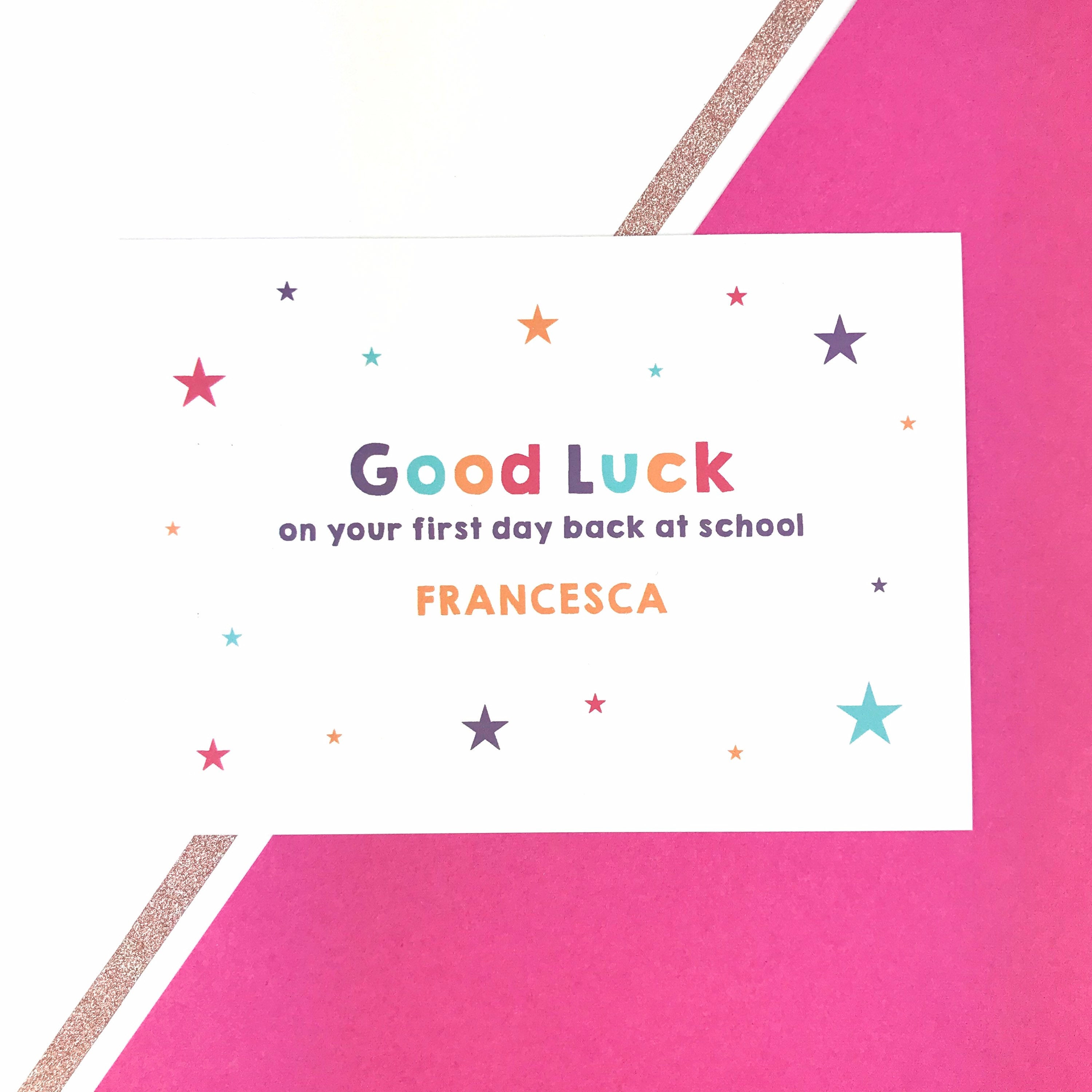 Personalised Good Luck On Your First Day Back At School Card / | Etsy
