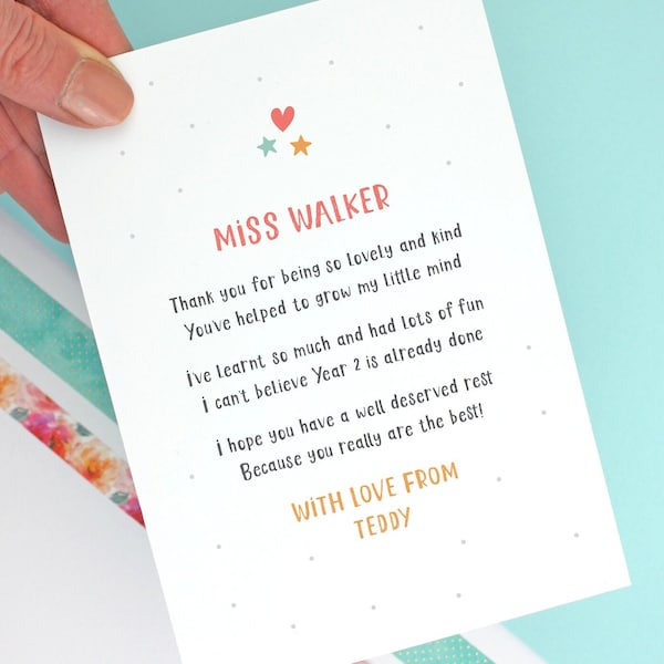 Teacher Assistant Poem - Etsy UK