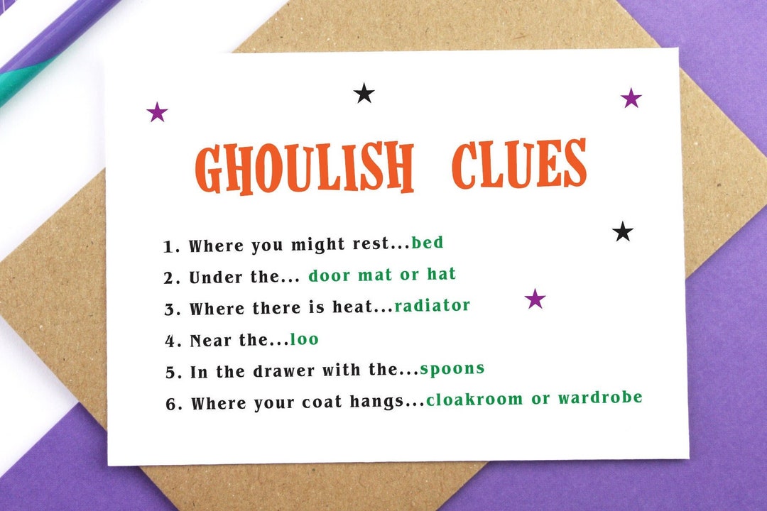 Halloween Treasure Hunt Clues, Digital Download, Printable, Scavenger ...