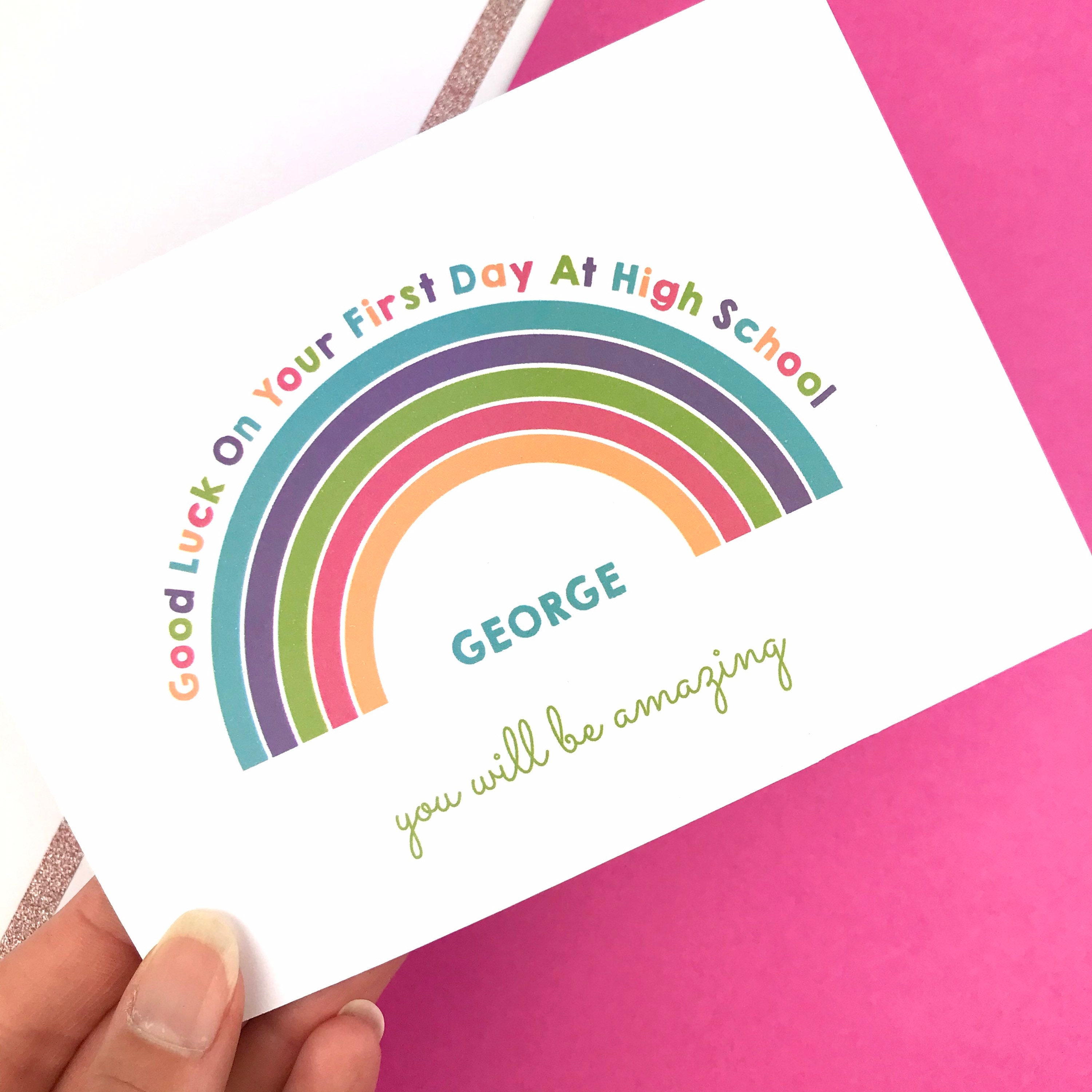 Good Luck at High School Card / Starting School / Personalised A6 Card ...