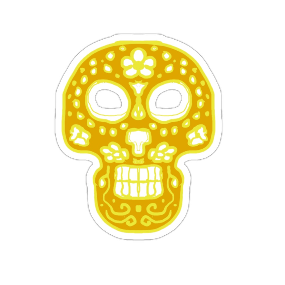 Yellow Gold Skull Sticker Dia De Los Muertos Sugar Skull - Etsy