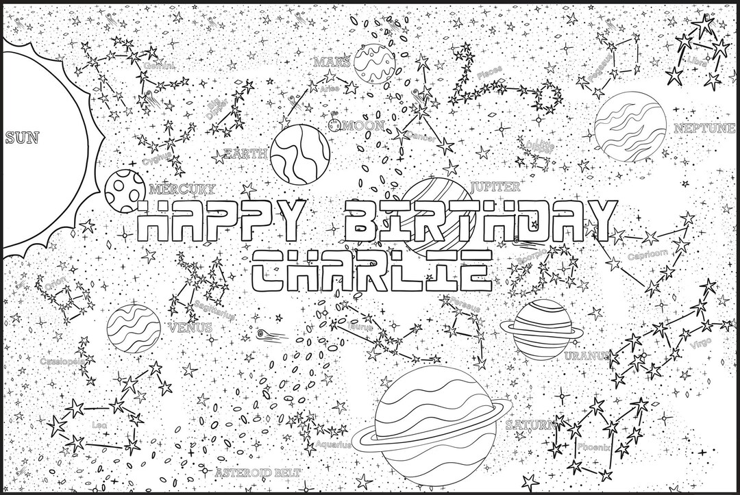 Space Coloring Poster - Etsy