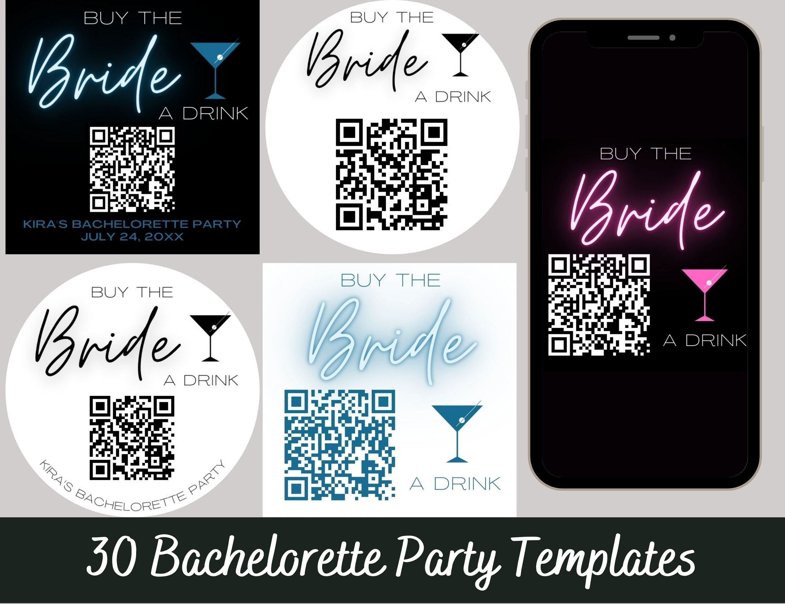 Venmo QR Code Bachelorette Party Buy the Bride a Drink - Etsy