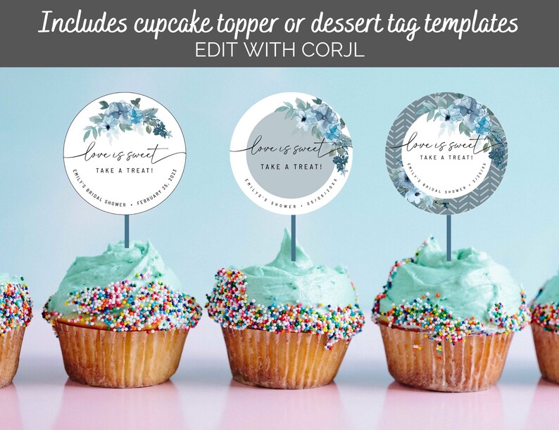 Thank You Sticker Favor Template and Cupcake Toppers Printable Bridal ...