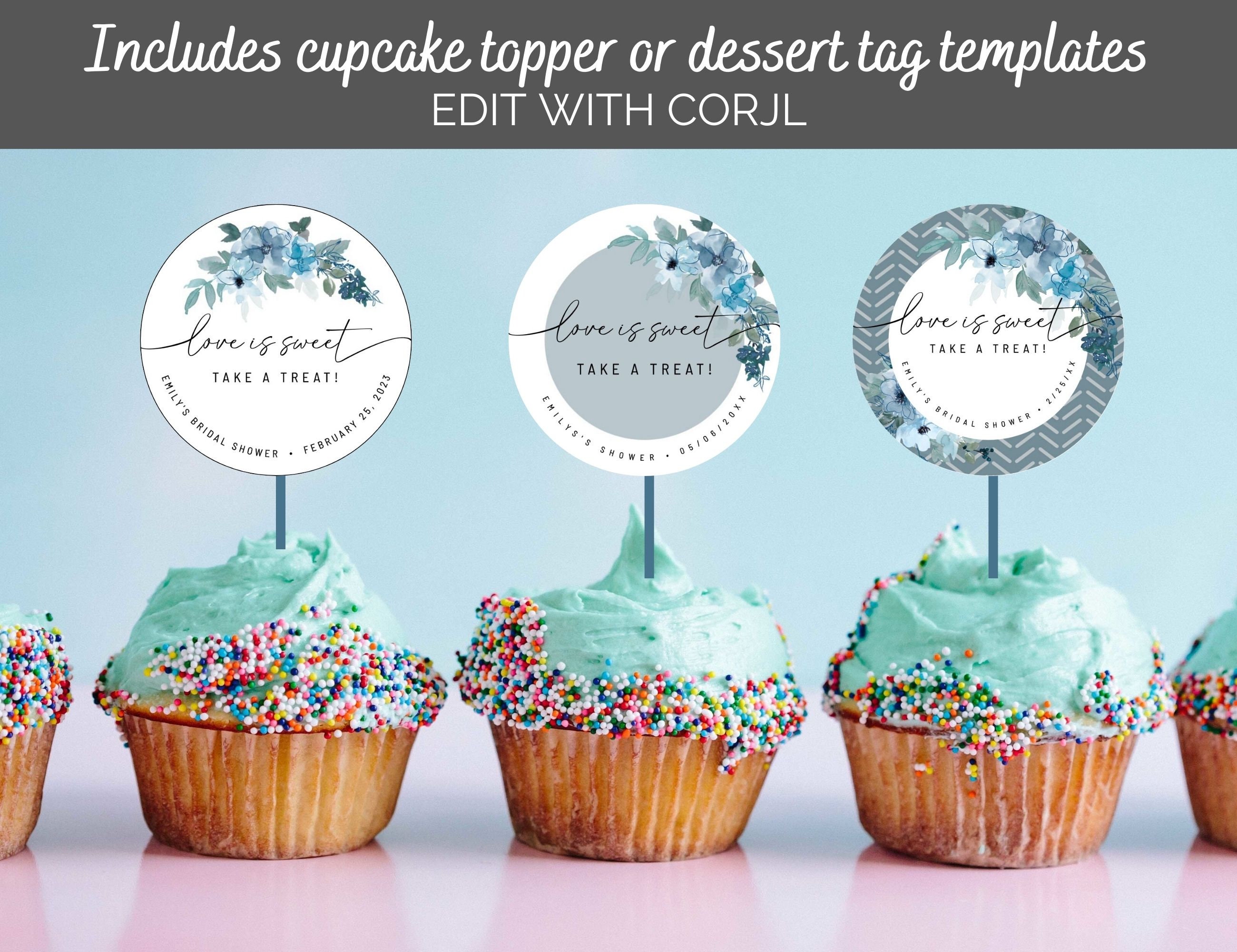 Thank You Sticker Favor Template and Cupcake Toppers Printable Bridal ...