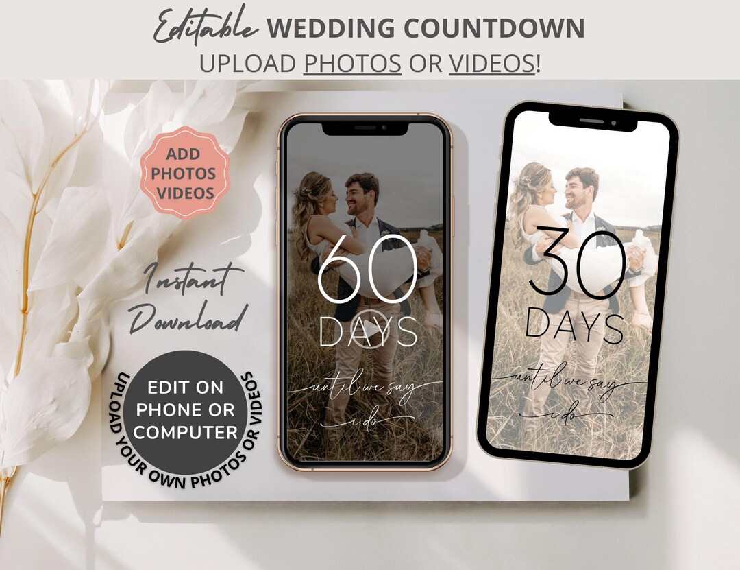 Minimalist Wedding Countdown Template With Photo for Social Media ...