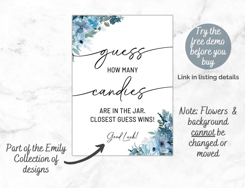 Guess How Many Candies Sign Printable With Bridal Shower Games Guessing ...