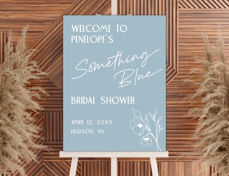 Something Blue Bridal Shower Welcome Sign Download, Dusty Blue Bridal ...