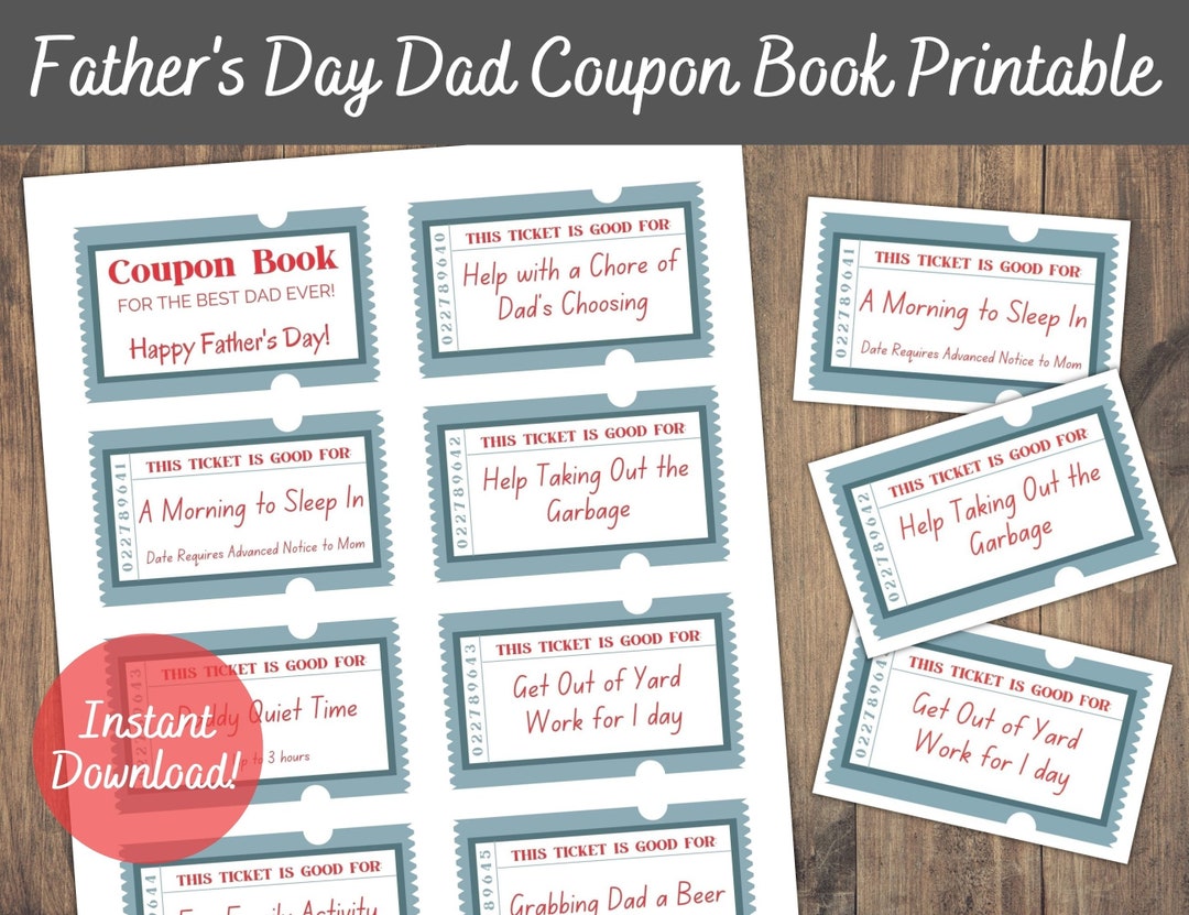 Dad Coupon for Father's Day Printable, DIY Gift From Family, Son ...