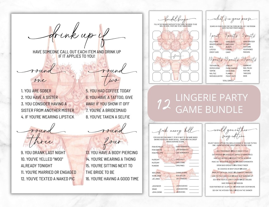 Lingerie Party Games Bundle Kiss the Miss Goodbye Would She - Etsy