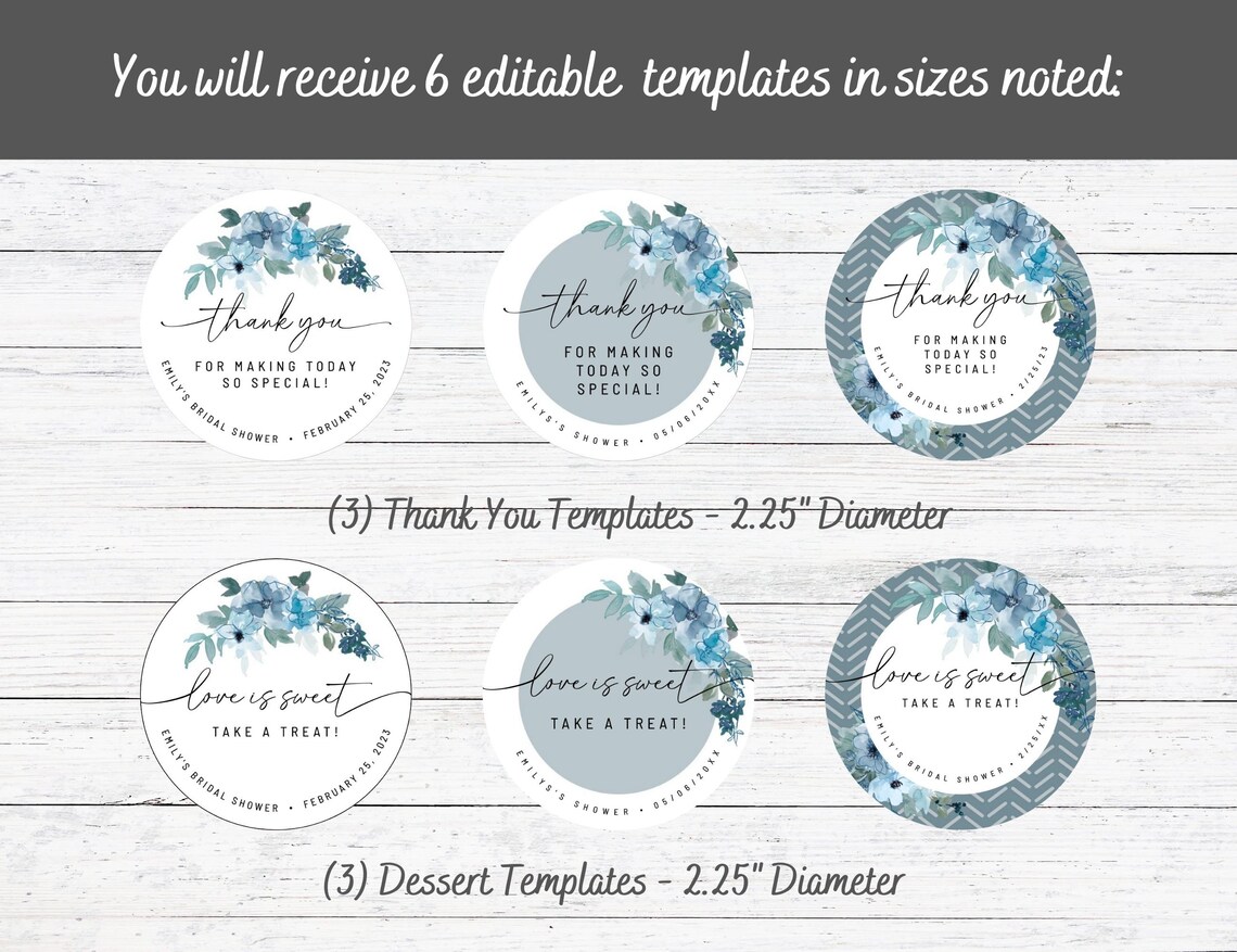 Thank You Sticker Favor Template and Cupcake Toppers Printable Bridal ...