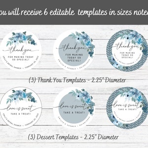 Thank You Sticker Favor Template and Cupcake Toppers Printable Bridal ...