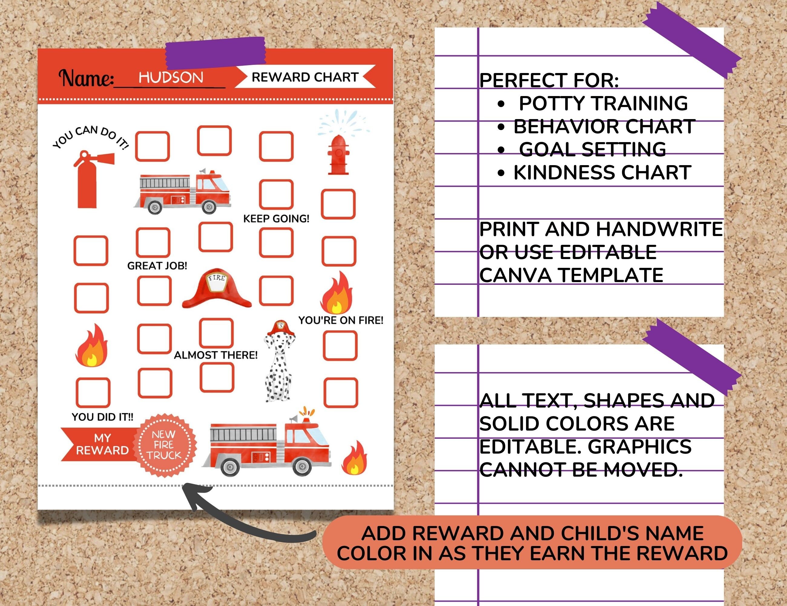 Firetruck Responsibility Chore Chart, Fire Truck Reward Chart for Kids ... Firetruck Responsibility Chore Chart, Fire Truck Reward Chart for Kids ...