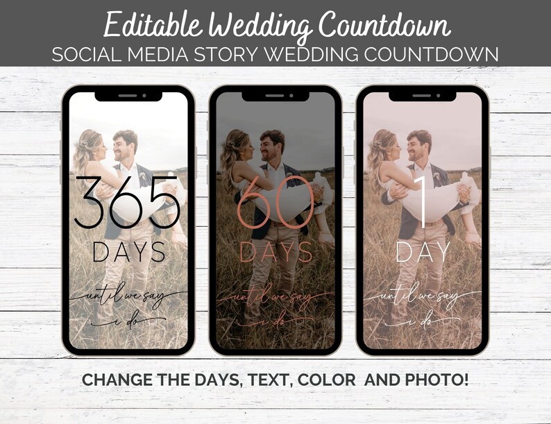 Minimalist Wedding Countdown Template With Photo for Social Media ...