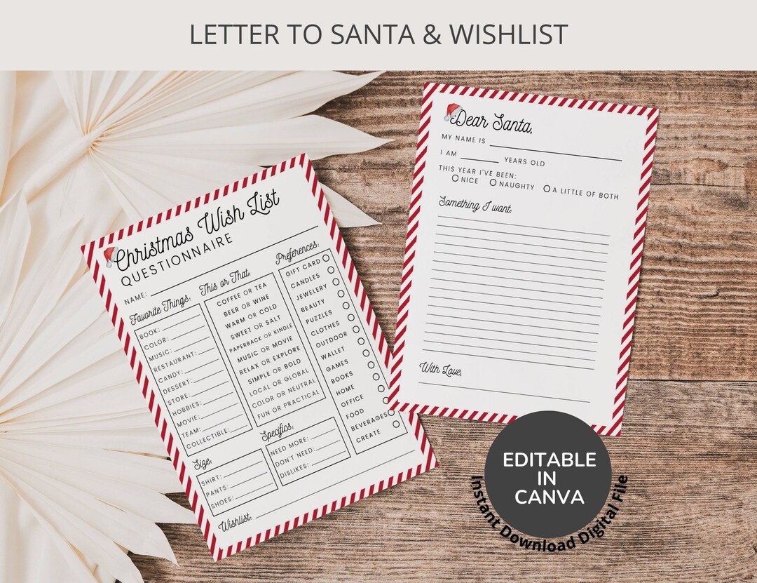 Christmas Wish List, Letter to Santa, Dear Santa, Christmas Activity ...