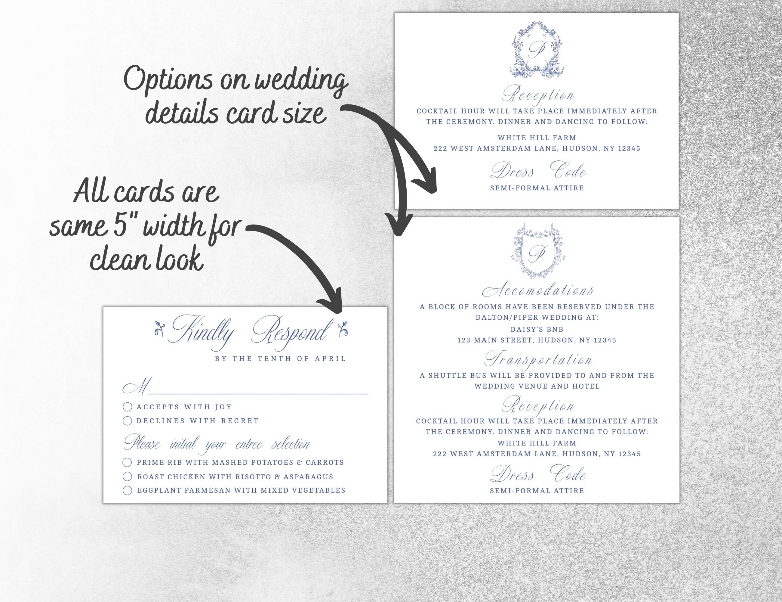 Wedding Invitation Suite With Wedding Details Card RSVP - Etsy