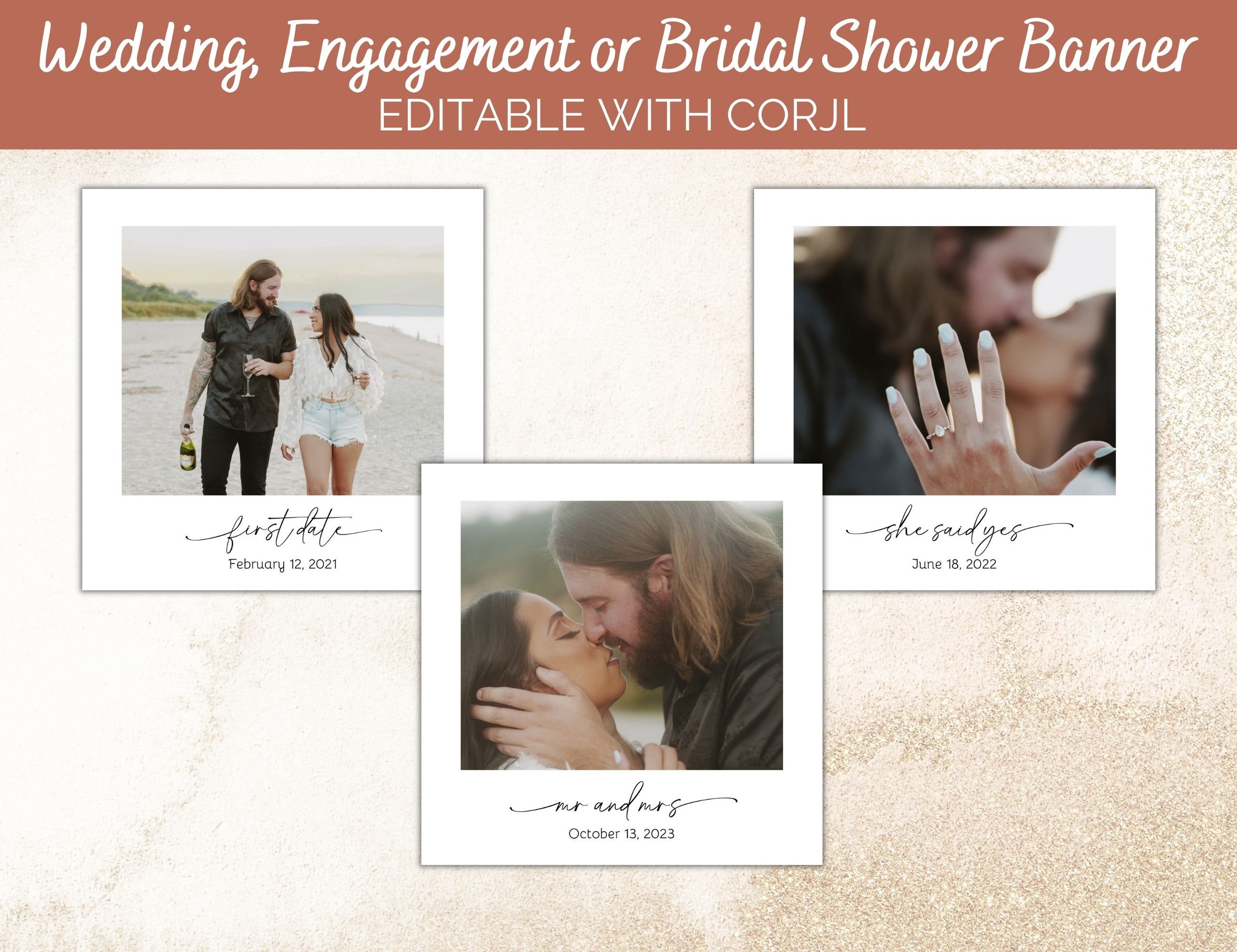 Engagement Banner Template With Photo and Quotes, Minimalist Wedding ...