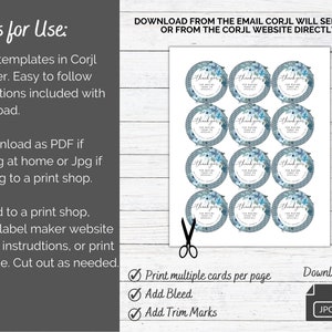 Thank You Sticker Favor Template and Cupcake Toppers Printable Bridal ...