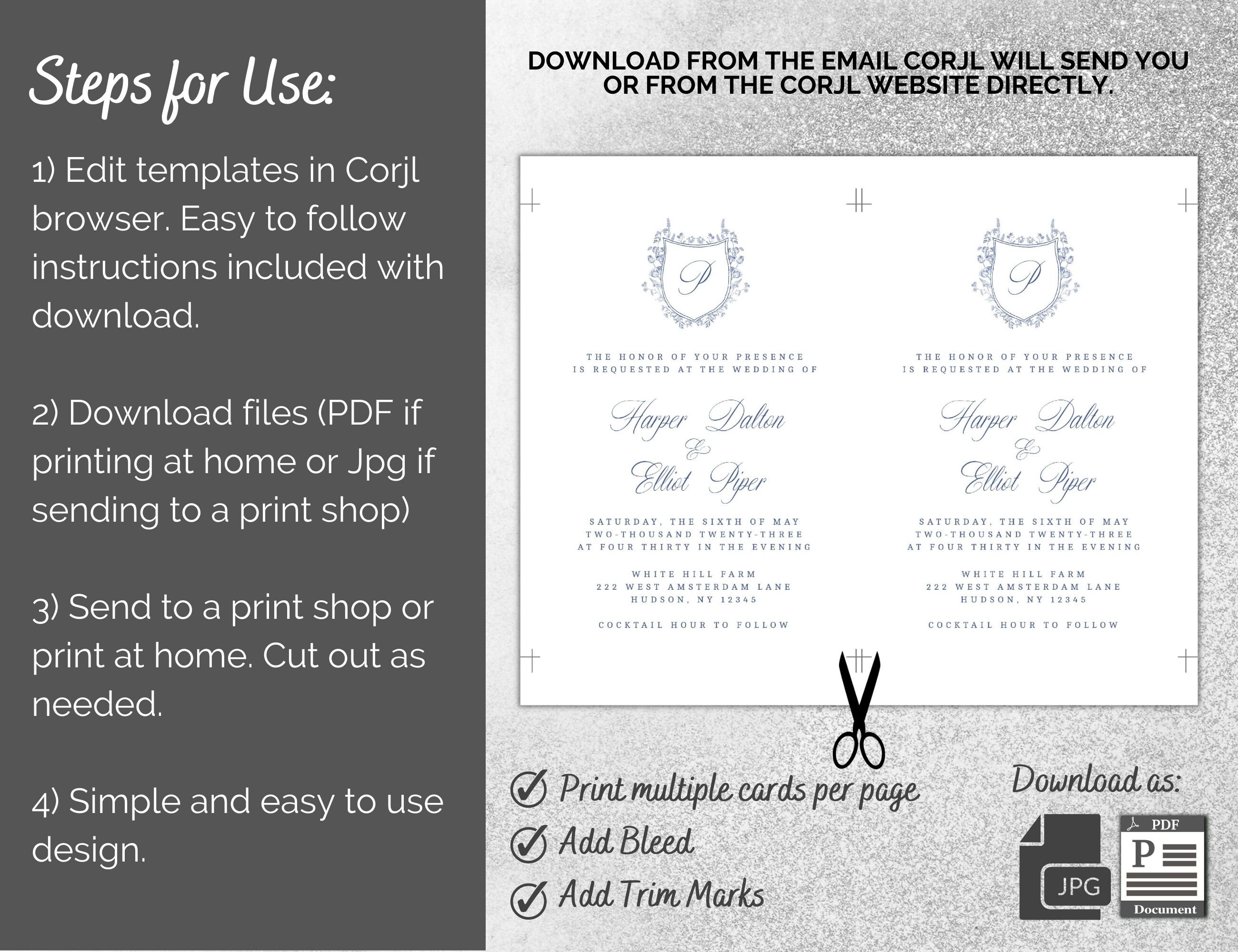 Wedding Invitation Suite With Wedding Details Card RSVP - Etsy