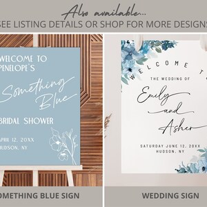 Dusty Blue Floral Bridal Shower Welcome Sign Template, Boho Bridal ...
