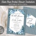 Blue and Silver Floral Bridal Shower Invitation Hexagon, Boho Editable ...
