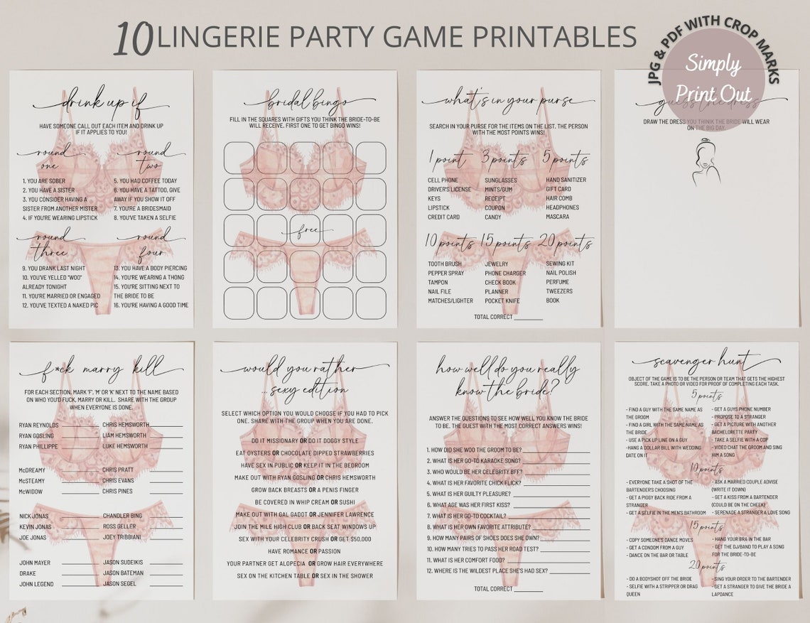 Lingerie Party Games Bundle, Kiss the Miss Goodbye, Would She Rather ...