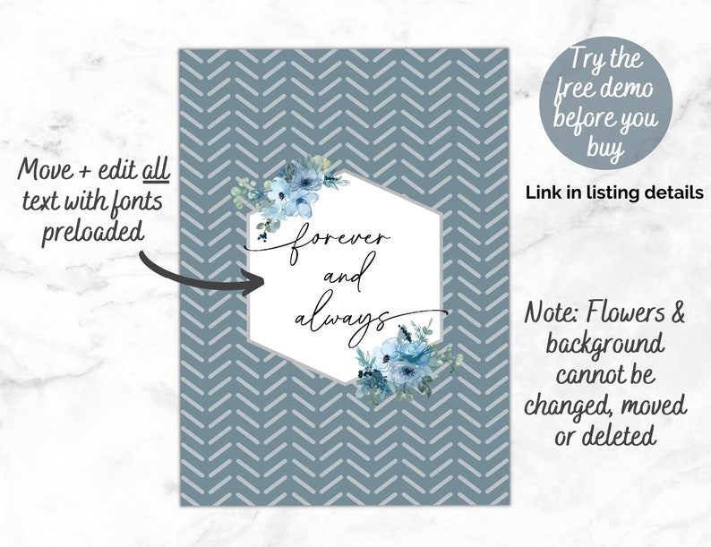 Blue and Silver Floral Bridal Shower Bundle Templates With Recipe Card ...