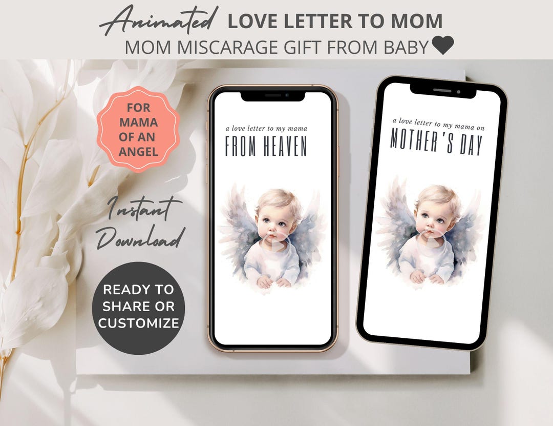 Miscarriage Gift to Mama of an Angel, Animated, Video Card Template ...