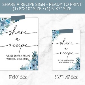 Share a Recipe Sign Printable With Bridal Shower Recipe Cards Keepsake ...