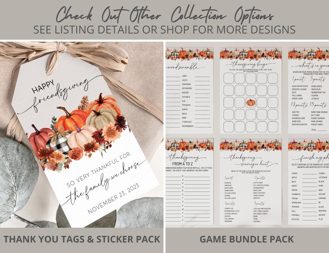Friendsgiving Invitation Template Bundle Thanksgiving Invite - Etsy