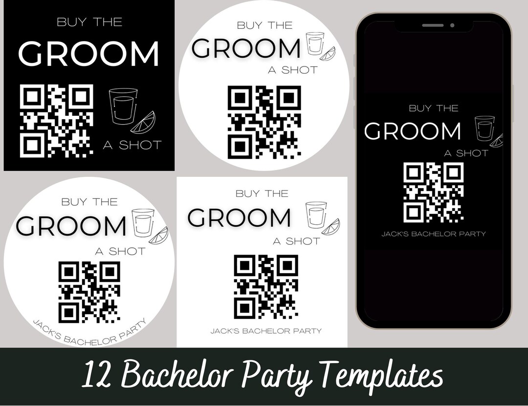 Bachelor Party Buy the Groom a Drink Venmo QR Code Template for Custom ...