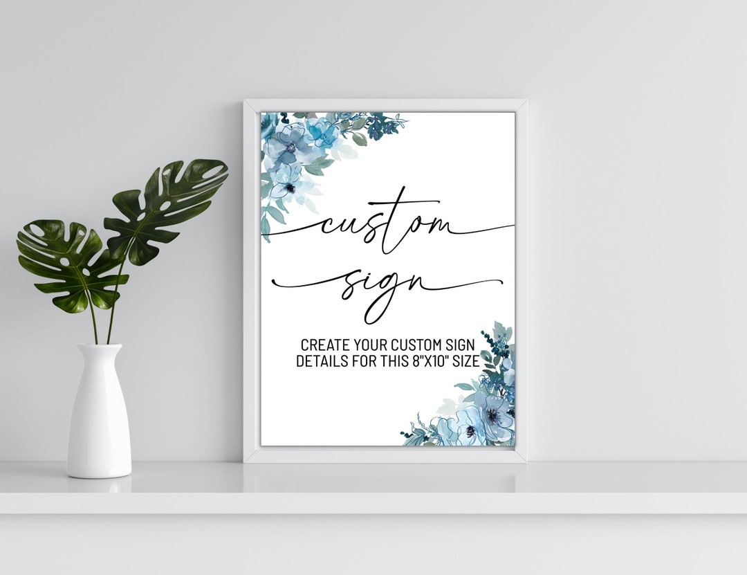 Dusty Blue Custom Sign Template, Personalized Bridal Shower and Wedding ...